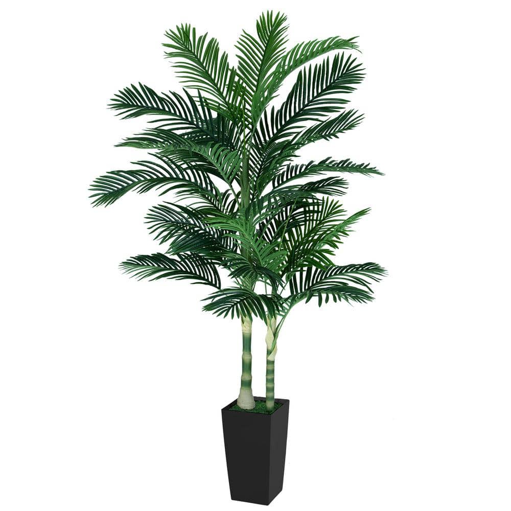 hykolity 7FT Golden Cane Palm Trees Artificial Tall Faux Palm Tree with ...