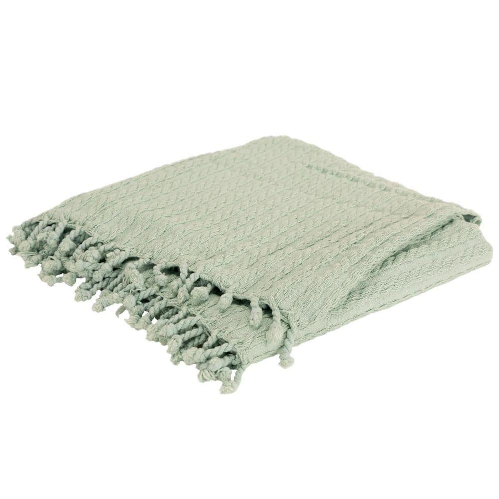 HomeRoots Aqua Striped Cotton Throw Blanket 2000518786 - The Home Depot