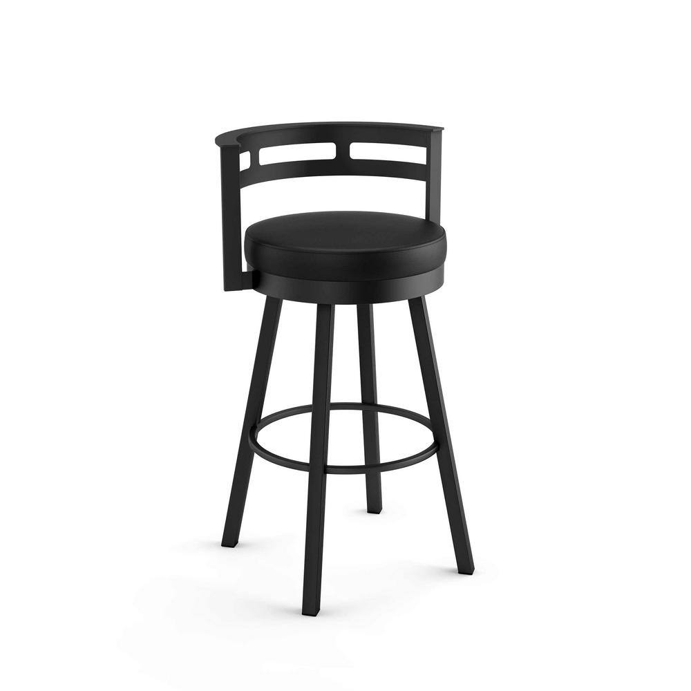 Amisco Render 26.625 in. Black Faux Leather/Black Metal Counter Stool ...