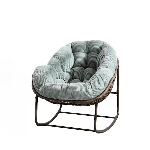 Wicker Outdoor Rocking Chair with Olive Cloud Padded Cushion TT-092 ...
