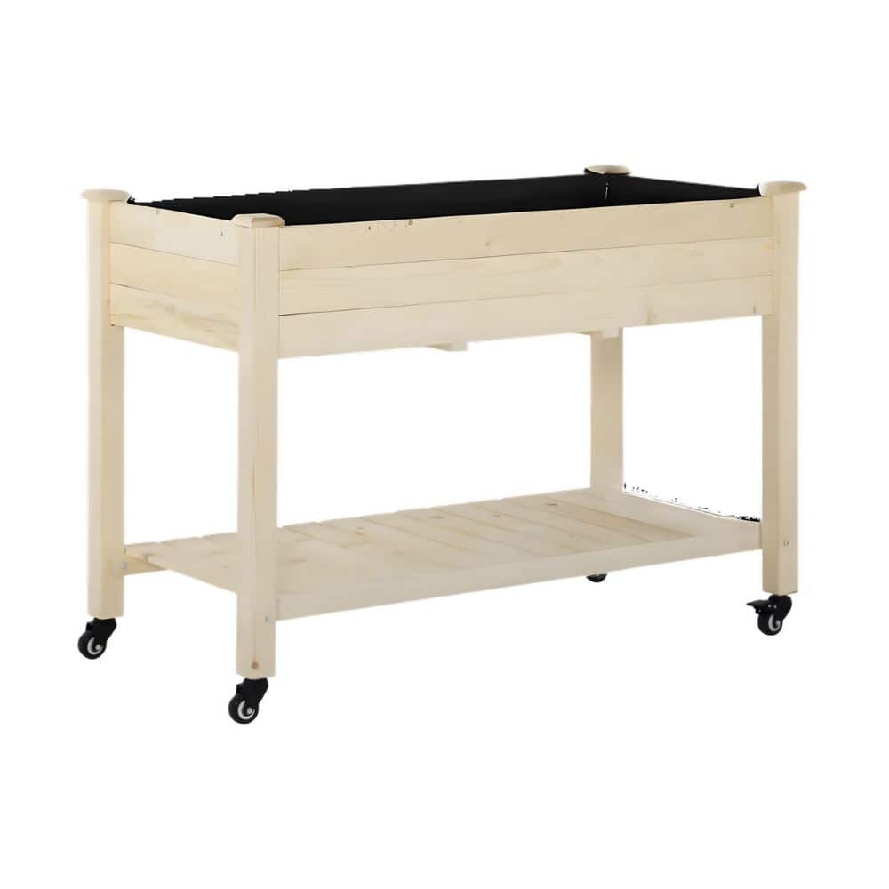 ECOCHIC SPACES INC 47 in. x 22 in. x 33 in. Natural Wooden Elevated ...