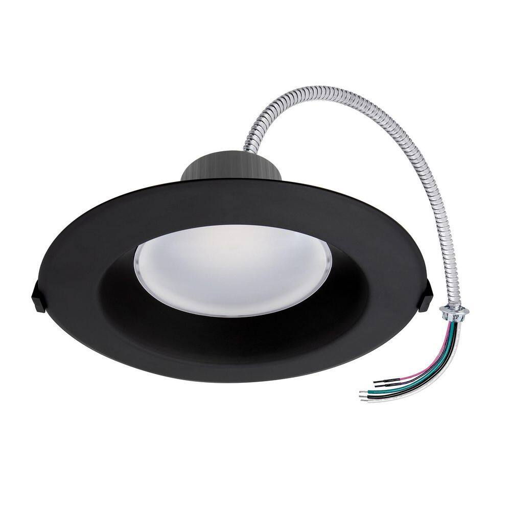 Maxxima 8 in. Black Recessed Commercial LED Downlight Trim, Selectable ...