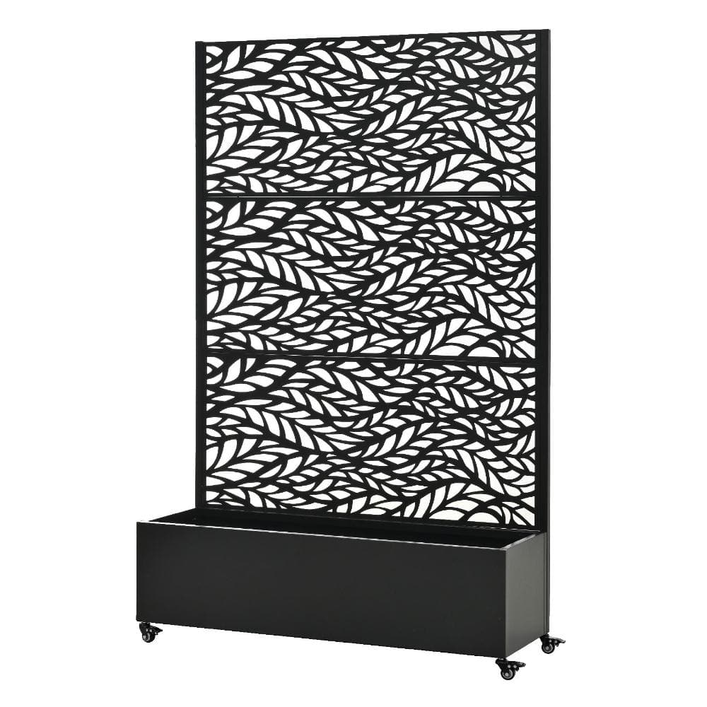 47 in. W x 16 in. D x 73 in. H Black Metal Raised Garden Bed Privacy ...