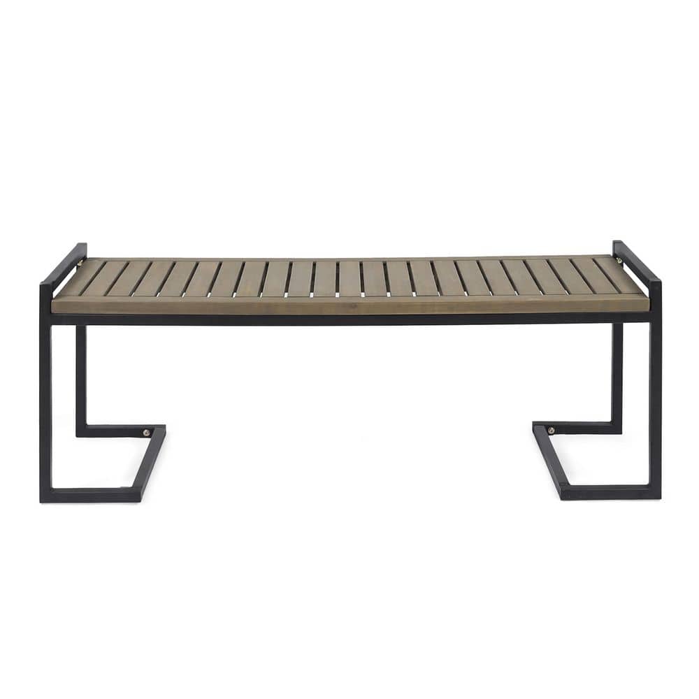ECOCHIC SPACES INC Grey Wood & Metal Bench-Modern Rustic 54 in. Wide ...