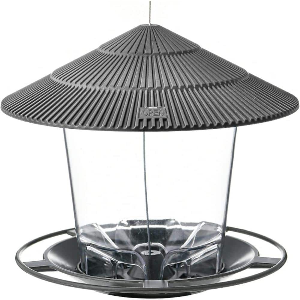 ITOPFOX Gray Plastic Outdoor Hanging Wild Bird Feeder Squirrel Proof ...