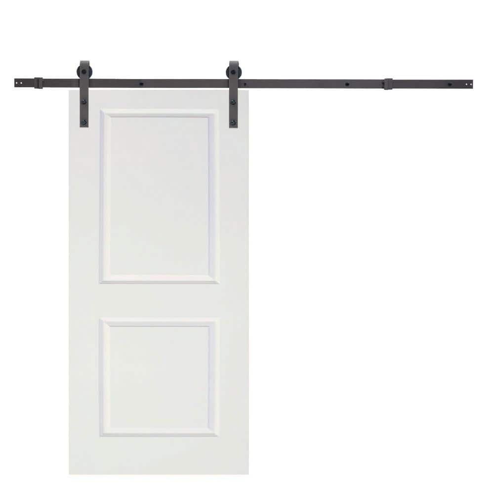 CALHOME Classic Bent Strap Sliding Door Track Hardware and White Primed ...