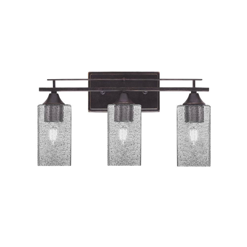 Ontario 18.5 in. 3-Light Vanity Light Dark Granite Square Smoke Bubble ...