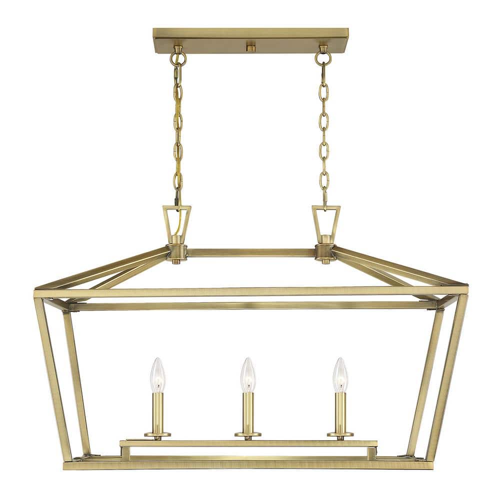 Savoy House Townsend 32 in. W x 21 in. H 3-Light Warm Brass Linear ...