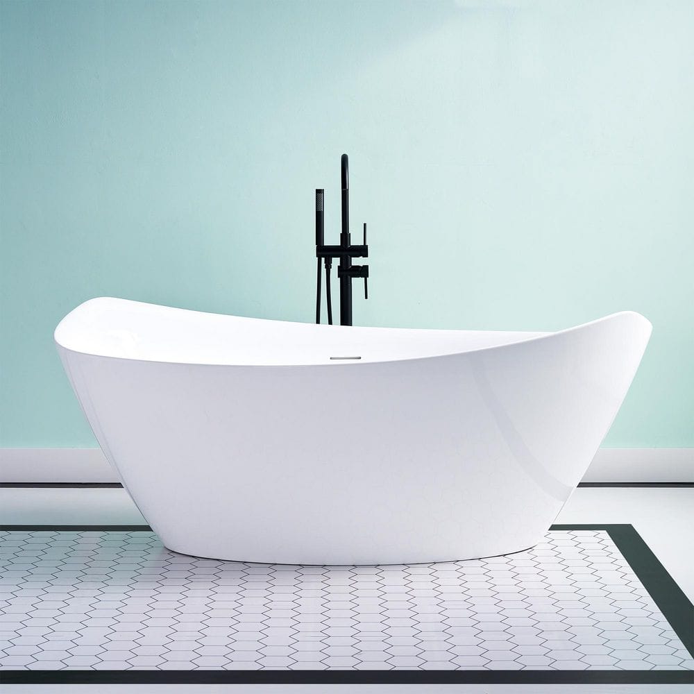 WELLFOR Swan 70 in. x 35 in. Acrylic Soaking Bathtub with Center Drain ...