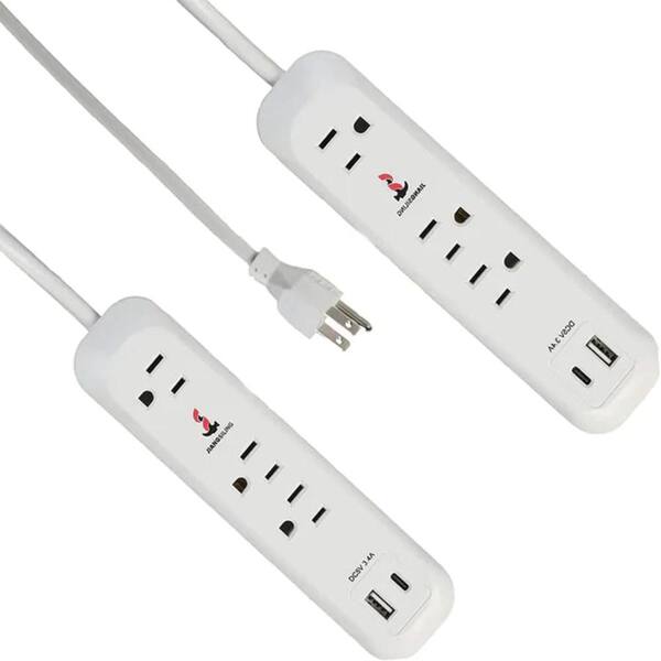 Surge Protector Power Strip with 3 Outlets and USB Port(5V/2.4A) & Type ...
