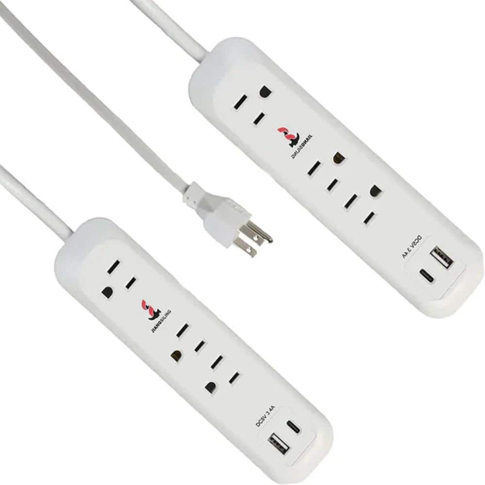 Surge Protector Power Strip with 3 Outlets and USB Port(5V/2.4A) & Type ...