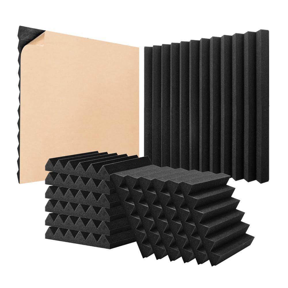 VEVOR Acoustic Foam Panels 24 Pack 12 x 12 x 2 in. Adhesive High ...