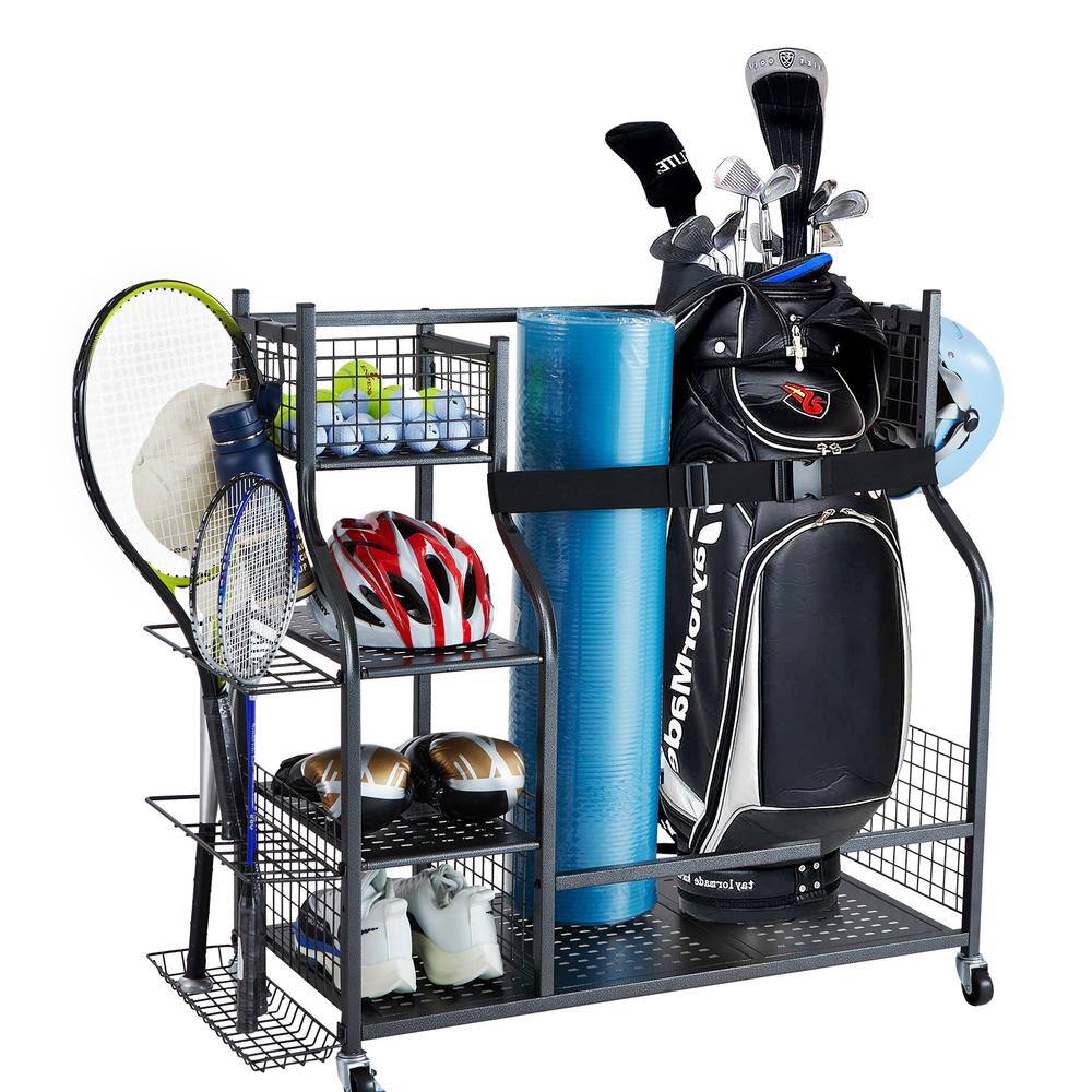 VEVOR Golf Storage Garage Organizer 66 lbs. Rolling Ball Cart on Wheels ...