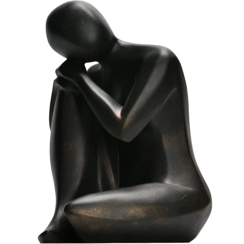 Black Thinker Figurine Resin - Collectible Art Decor (5.25 x 6.25 x 8.5 ...