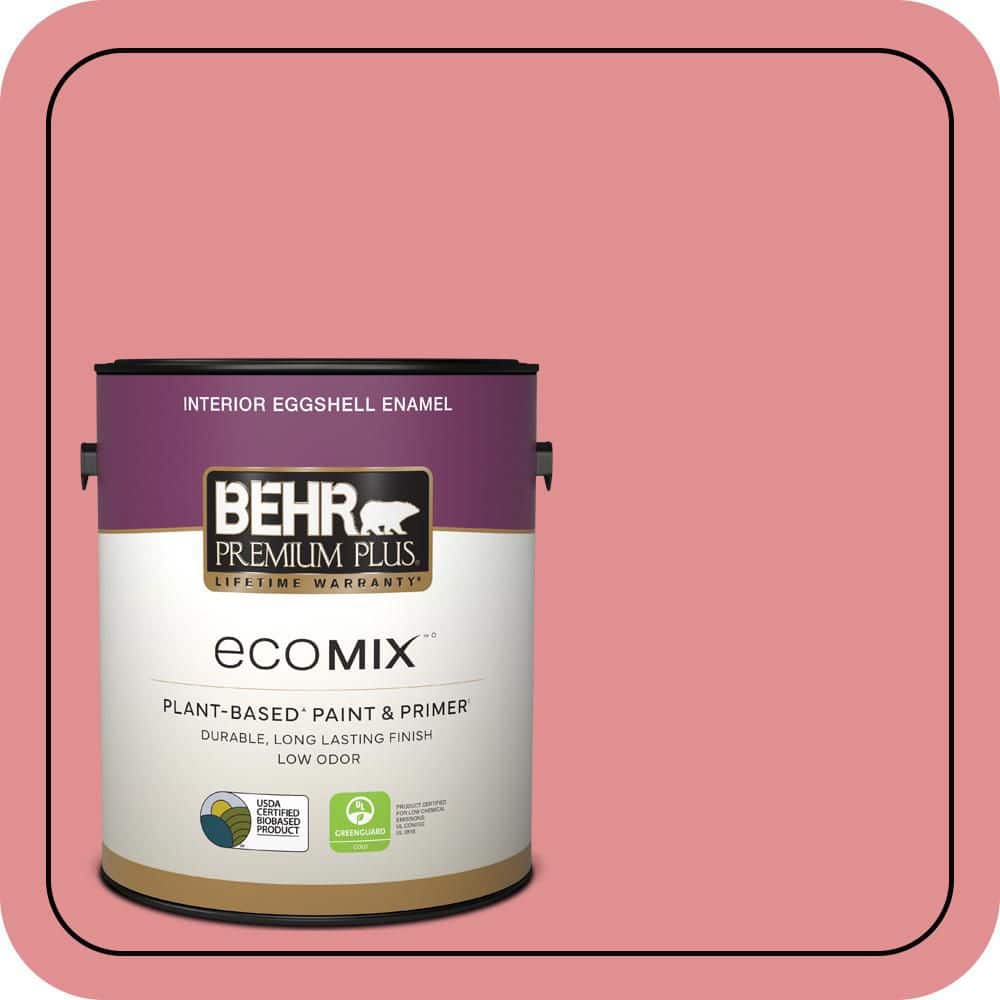BEHR PREMIUM PLUS 1 gal. #140D-4 Fresh Pink Eggshell Enamel EcoMix ...