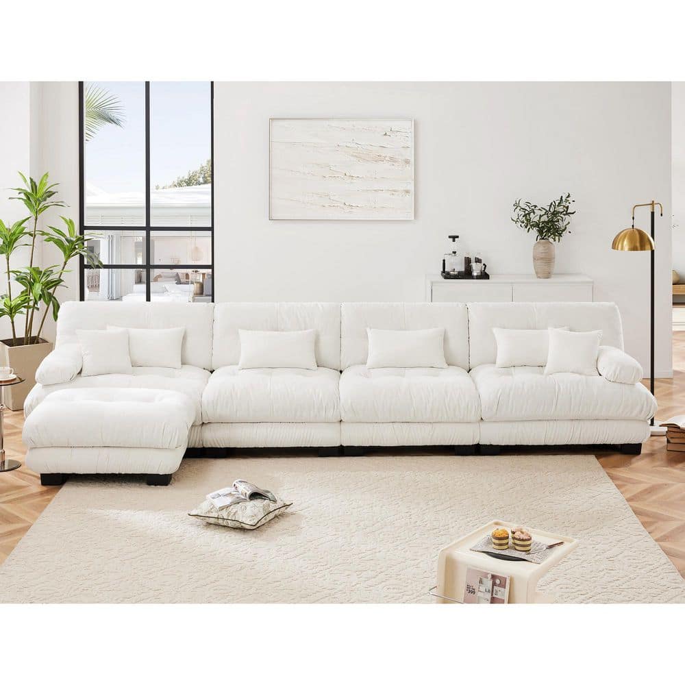 Noble House Ronald 173.2 in. Chenille Upholstered L Shaped Sectional ...