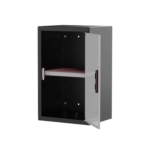 1-Shelf Wall Mounted Garage Cabinet in Black (15 in W x 24 in H x 12 in ...
