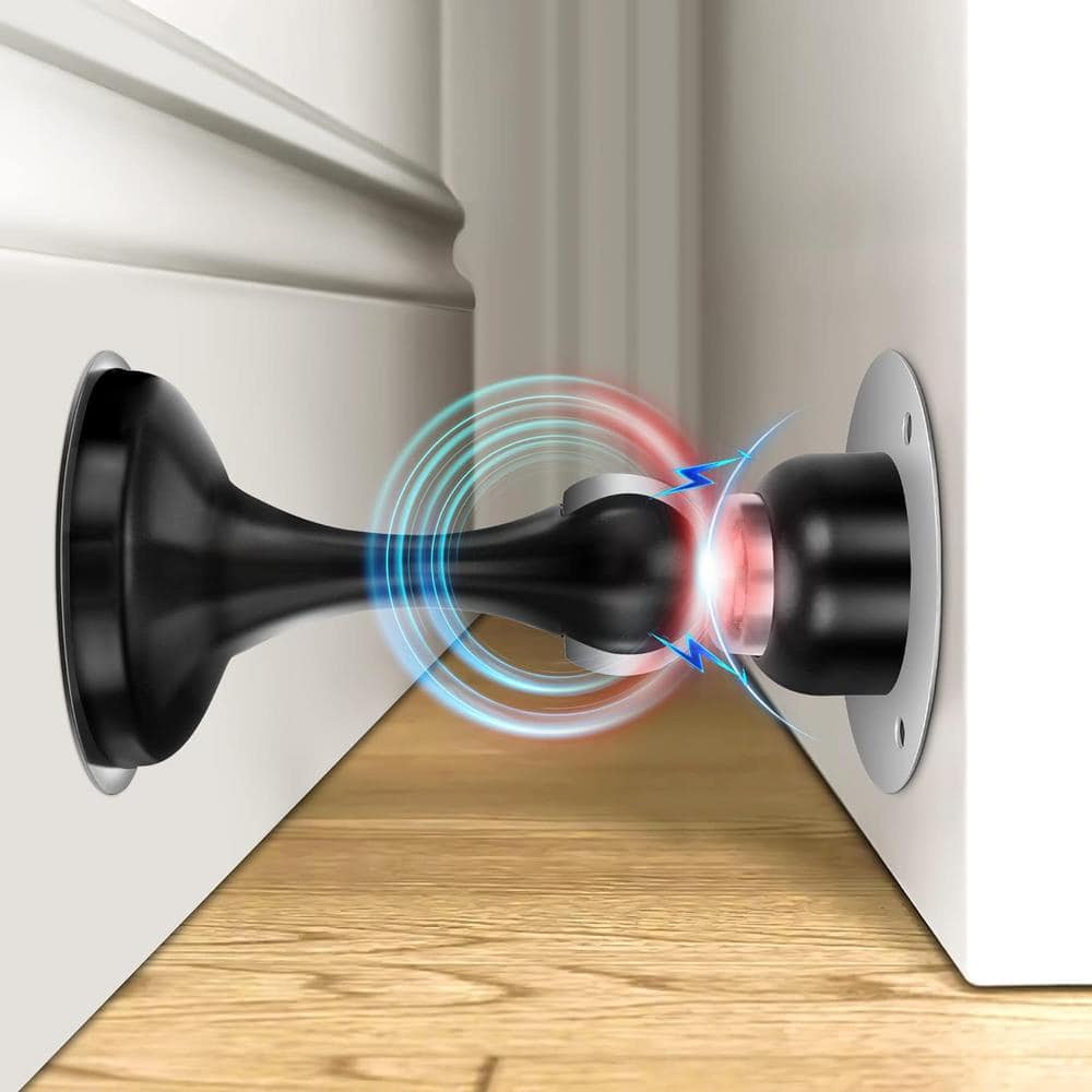 WINSOON Black Stainless Steel Magnetic Door Stoppers with 3M Adhesive ...