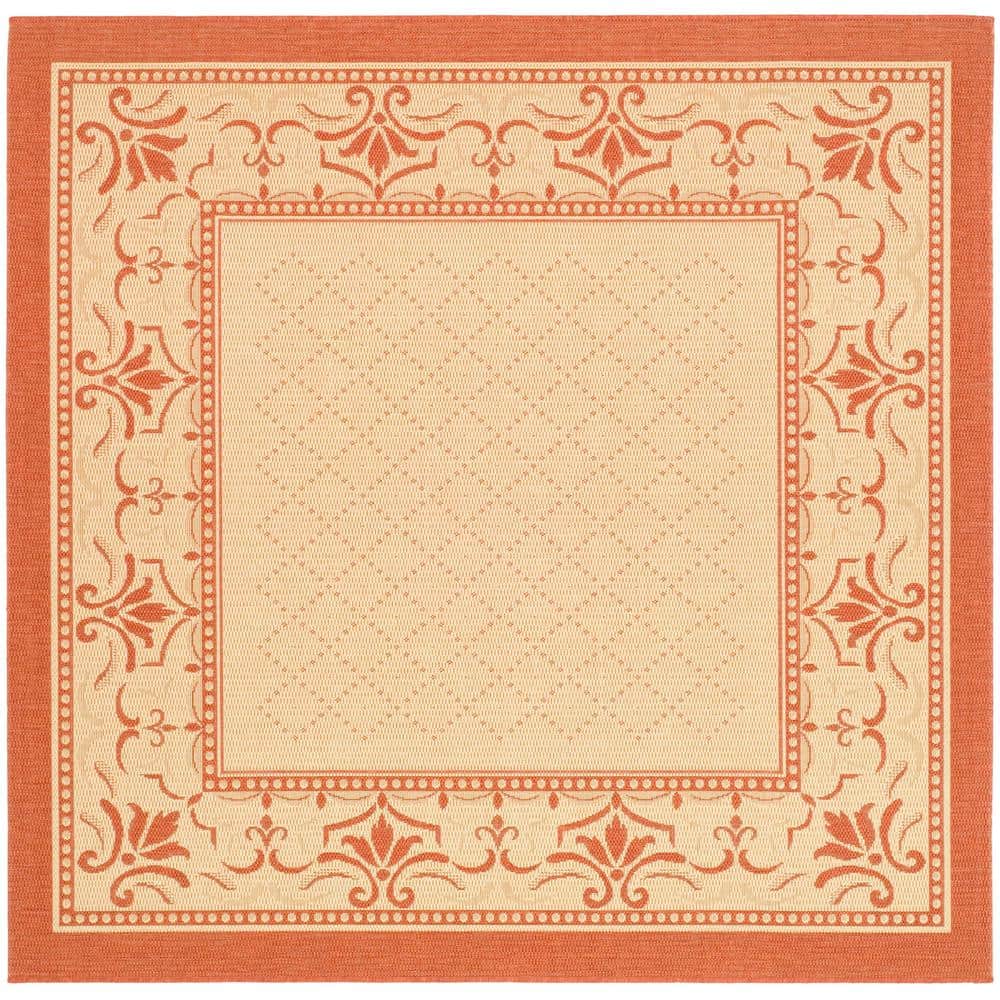SAFAVIEH Courtyard Natural/Terra 7 ft. x 7 ft. Square Border Indoor ...