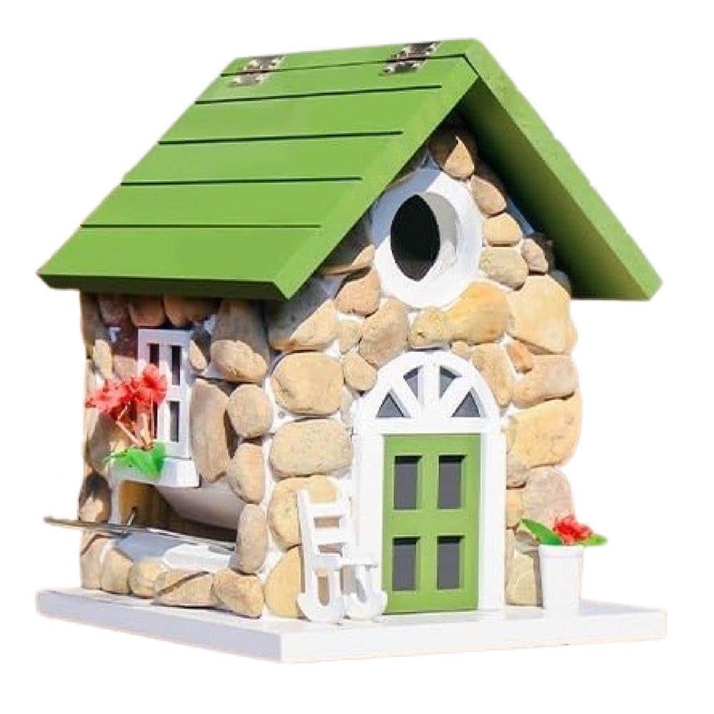 Justincity Green Finish Cedar Wood 2-in-1 Bluebird Bird House and ...