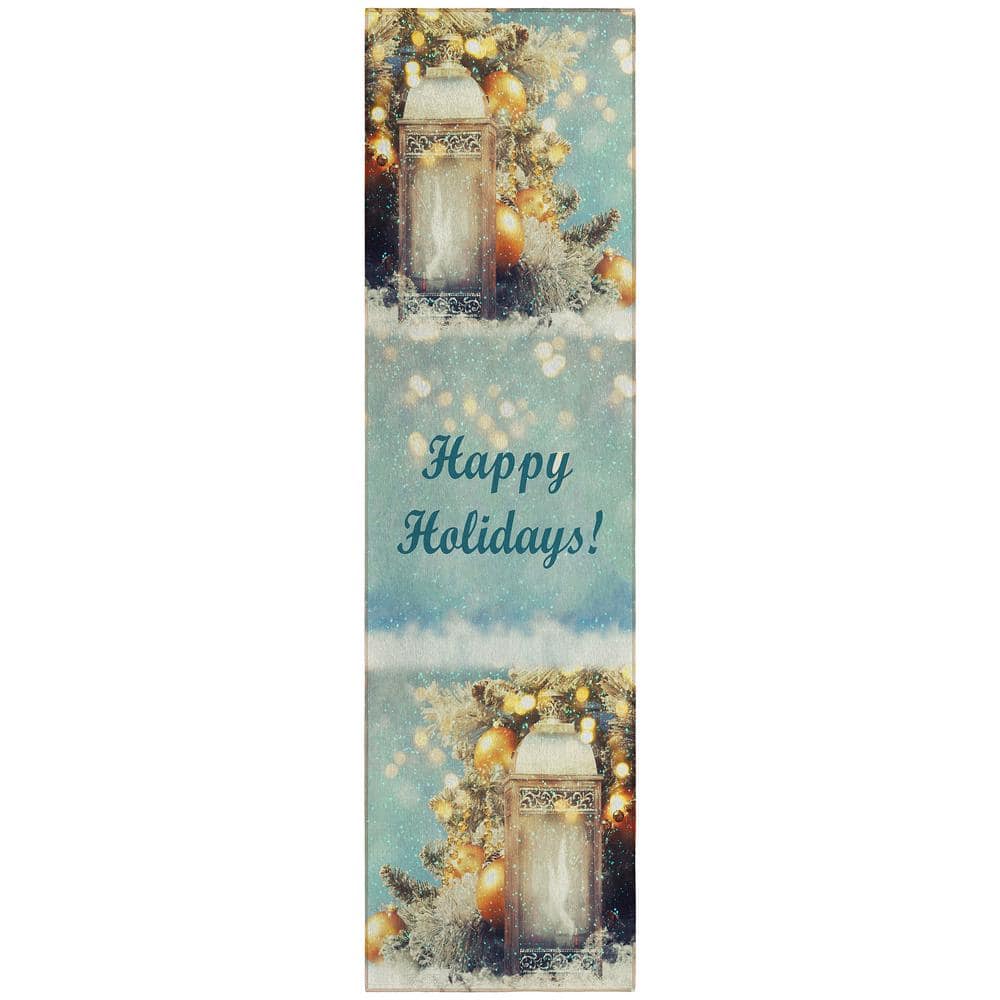 Addison Rugs Cozy Winter 2 ft. 3 in. x 7 ft. 6 in. Blue Indoor/Outdoor ...