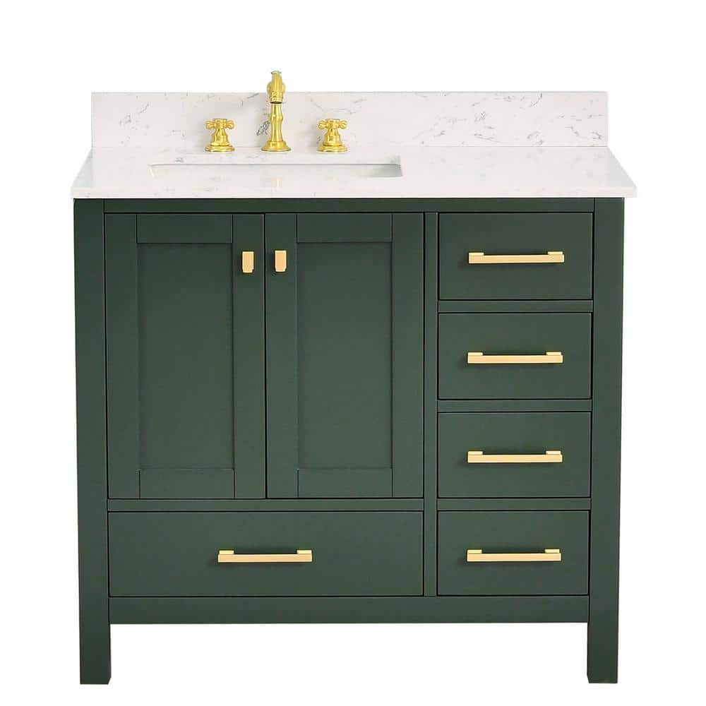 PROOX Enlivena 36 in. W Freestanding Bath Vanity in Forest Green with ...