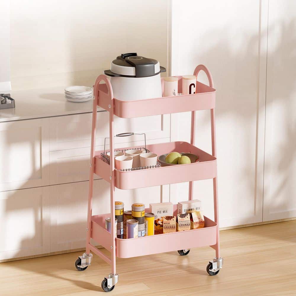 Tenleaf 3-Shelf Metal Small Rolling Cart Pantry Organizer Snack ...