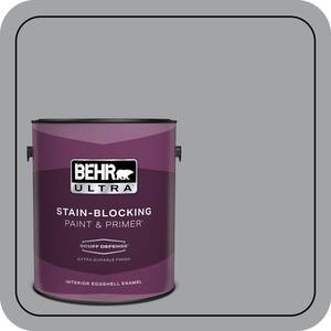BEHR PREMIUM PLUS 8 oz. #N530-4 Power Gray Semi-Gloss Interior/Exterior ...