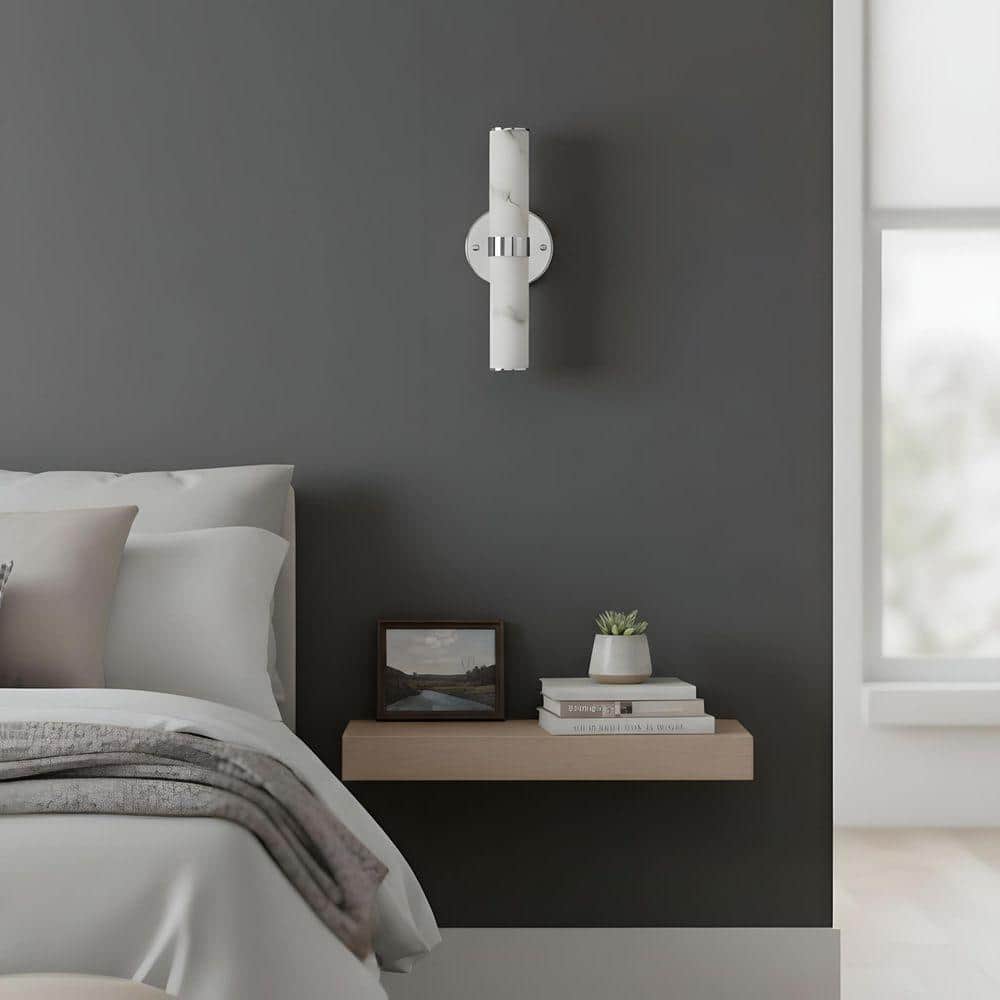 RCCFBHM 13.8 in. 1-Light Chrome LED Modern Wall Sconce for Bathroom ...