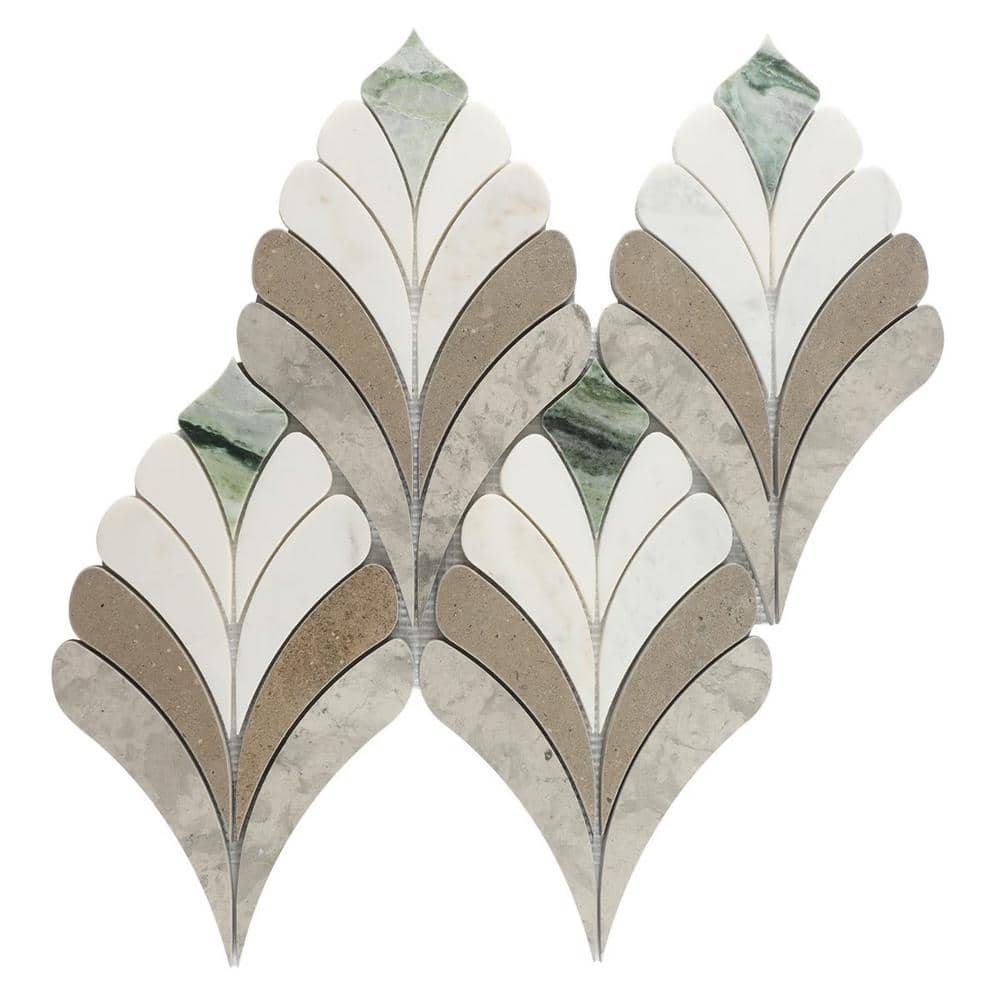 Ivy Hill Tile Bloom Grigio Gray Floral 4 in. x 0.39 in. Polished Marble ...