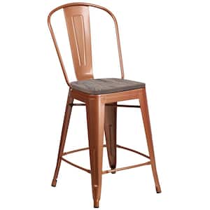Flash Furniture 24 in. Distressed Orange Bar Stool ET353424OR - The ...