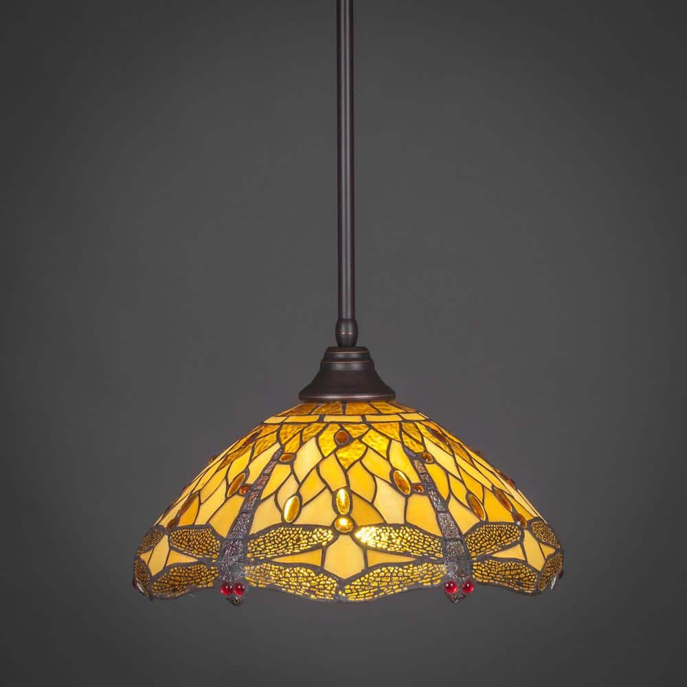 Sparta 100-Watt 1-Light Dark Granite Bowl Mini Pendant Light with Glass ...