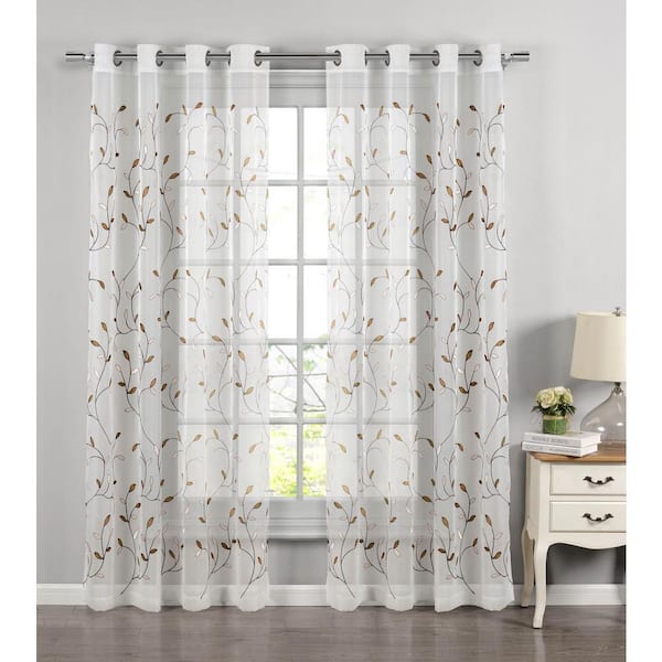 CREATIVE HOME IDEAS Wavy LeavesTurquoise Blue White 54 in. W x 84 in. L ...