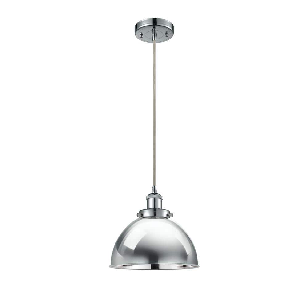 Innovations Ballston Urban 60-Watt 1-Light Polished Chrome Shaded Mini Pendant Light with Metal ...
