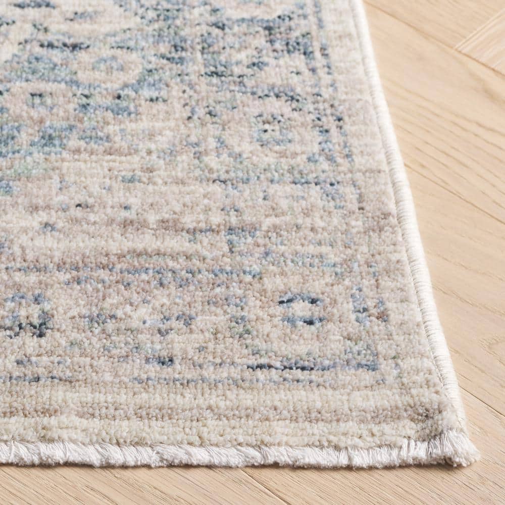 SAFAVIEH Antique Patina Blue/Gray 8 ft. x 10 ft. Distressed Border ...