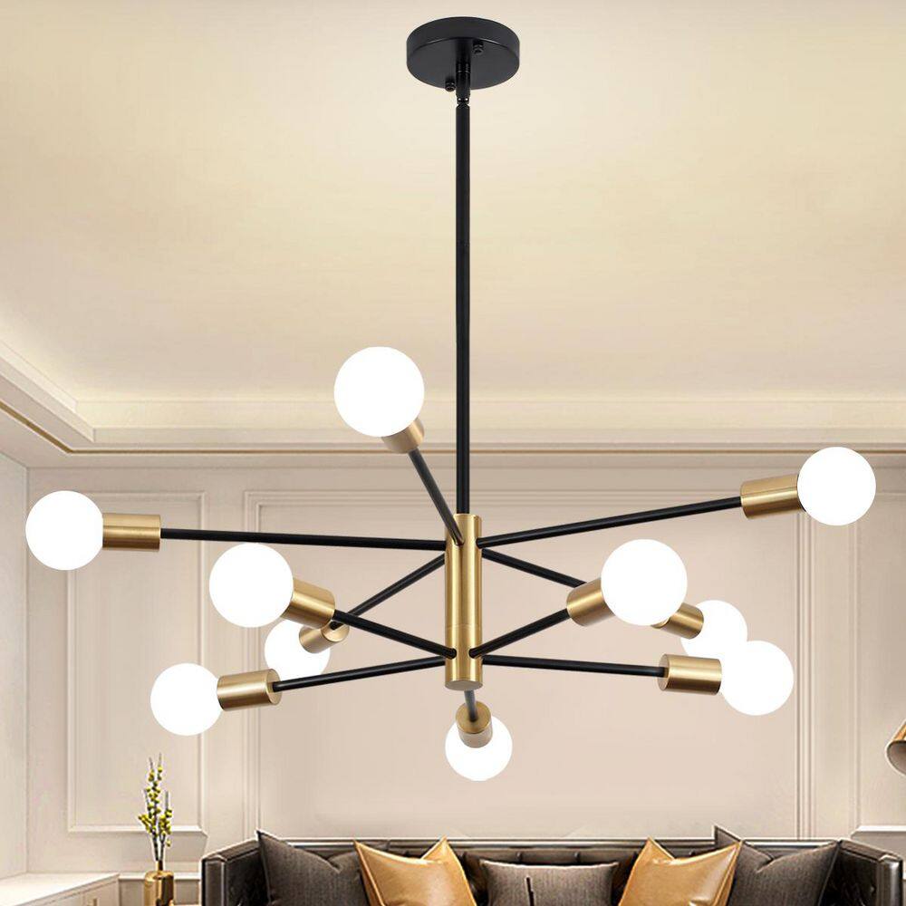ZSMIHDOH 10-Light Modern Sputnik Gold Chandelier Industrial Pendant ...