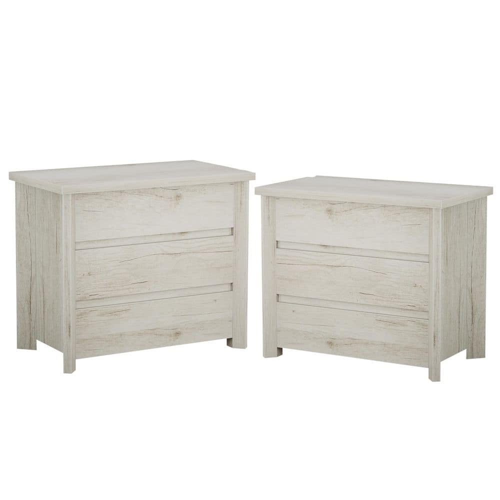 BYBLIGHT Fenley White Oversized Nightstands, 3-Drawer 31.5 in. Bedside ...