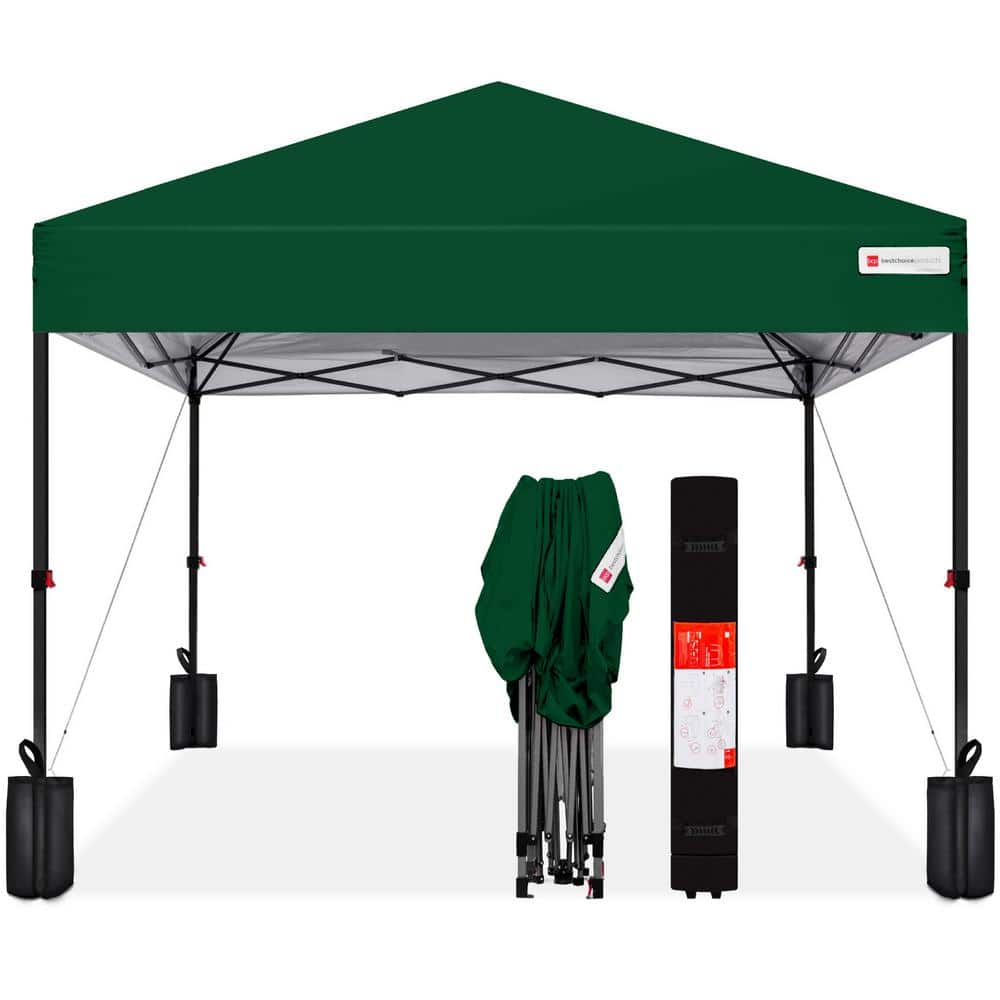 Best Choice Products 8 ft. X 8 ft. Forest Green Pop Up Canopy with 1 ...