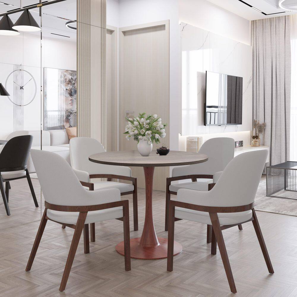 Leisuremod Bristol Round Modern Dining Table 27 in. MDF Wood Tabletop ...