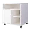 Basicwise Storage Printer White Kitchen Storage Stand with Casters ...