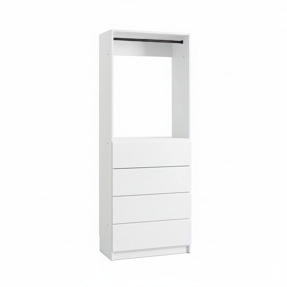 Klair Living Prosper 32 in. W White Tower Unit 1-Shelf 4-Drawers Wood ...
