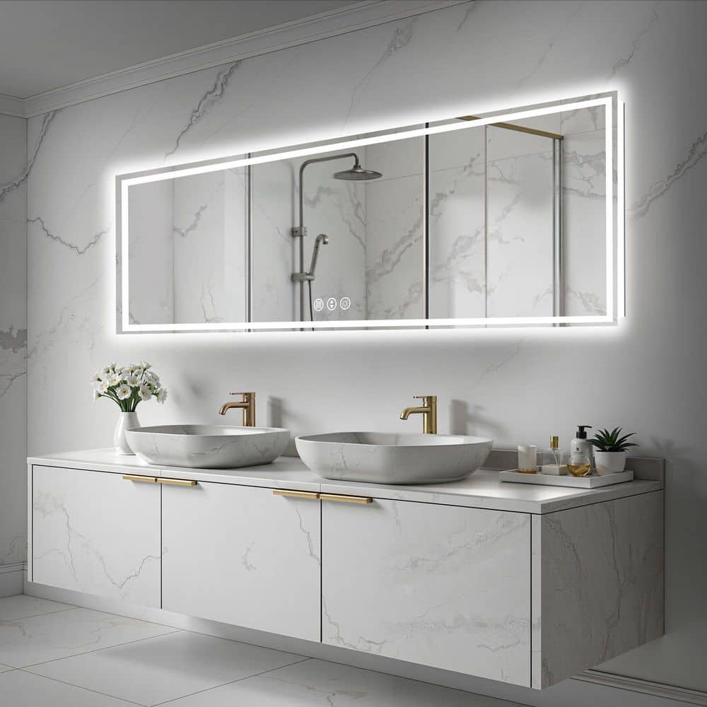 LASIHEM 96 in. W x 36 in. H Rectangular Frameless LED Light Wall ...