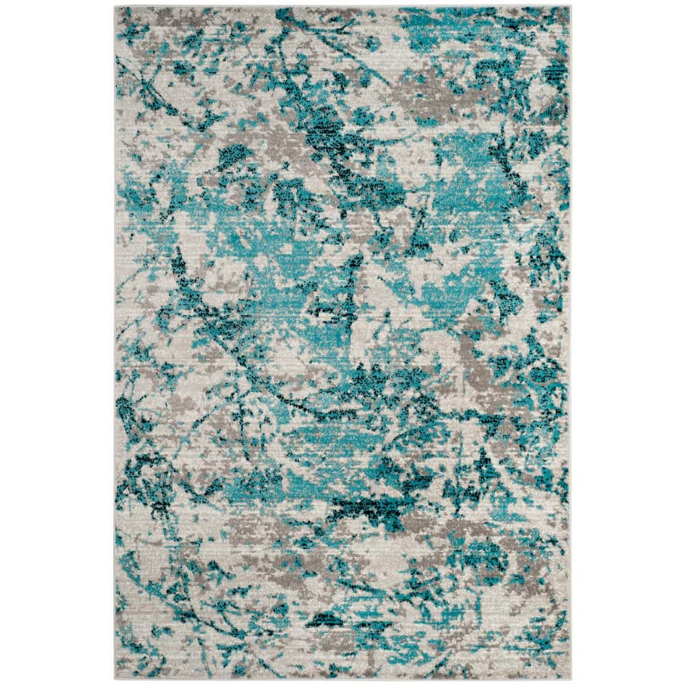 SAFAVIEH Skyler Blue/Ivory 5 ft. x 8 ft. Abstract Area Rug SKY186M-5 ...