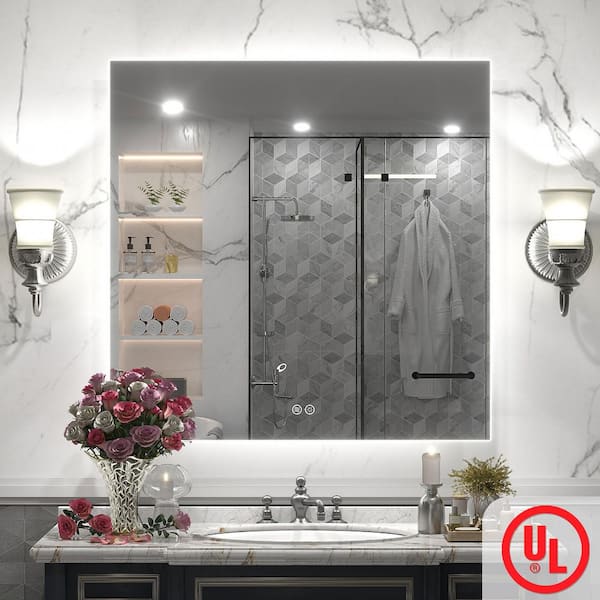 Apmir 36 in. W x 36 in. H Square Frameless UL Certified LED Backlited ...