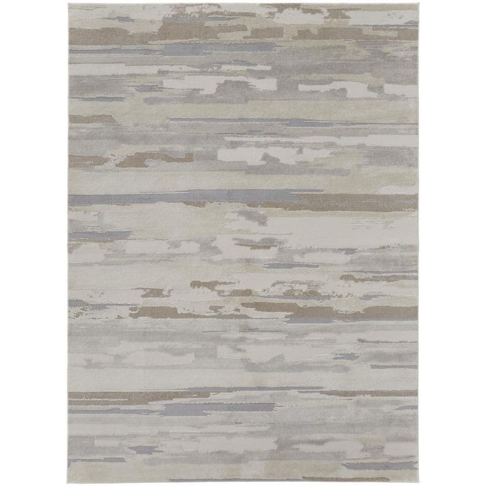 HomeRoots 2 ft. x 8 ft. Brown, Ivory Abstract Area Rug 2000514919 - The ...