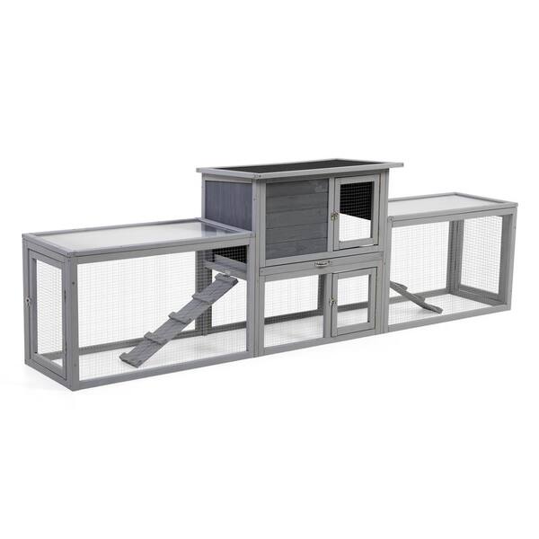 Large three box rabbit cage, for Indoor and Outdoor Use in Gray GRI01 ...