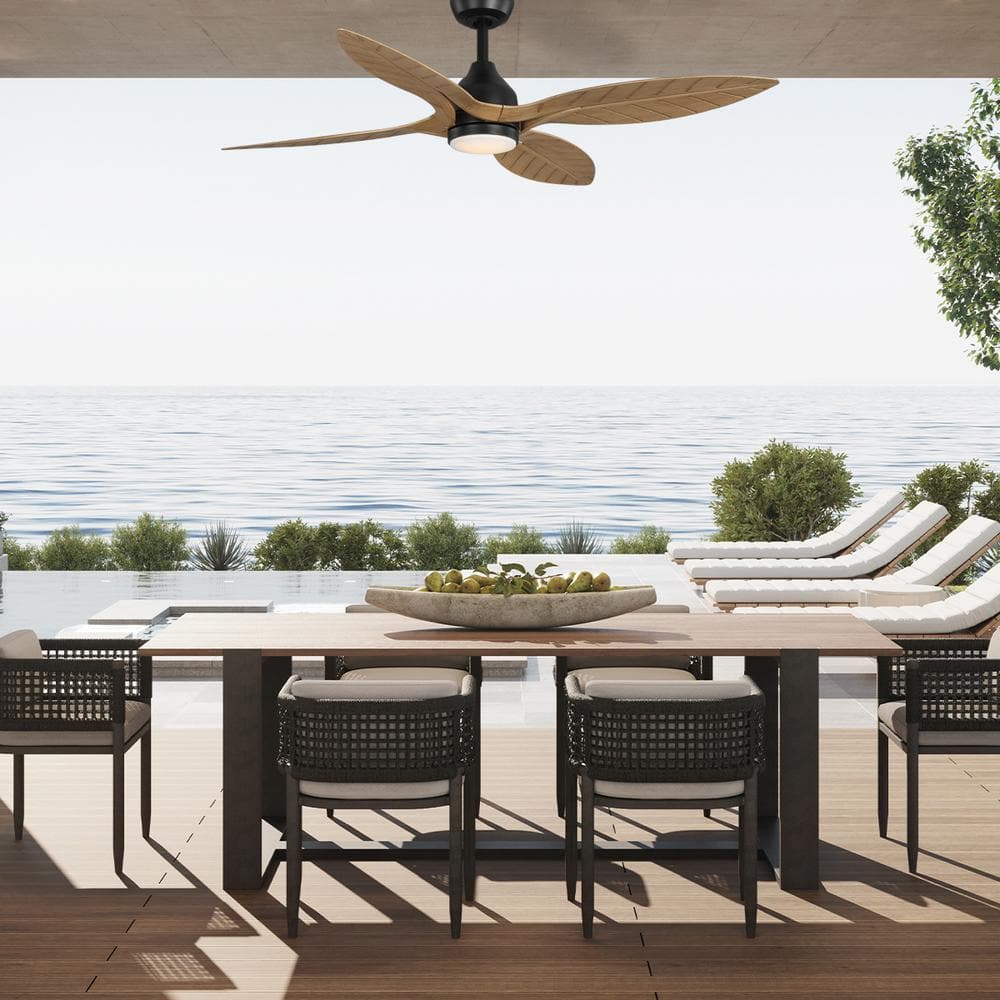 Hampton Bay Melba 54 in. Indoor/Outdoor Matte Black Ceiling Fan with ...