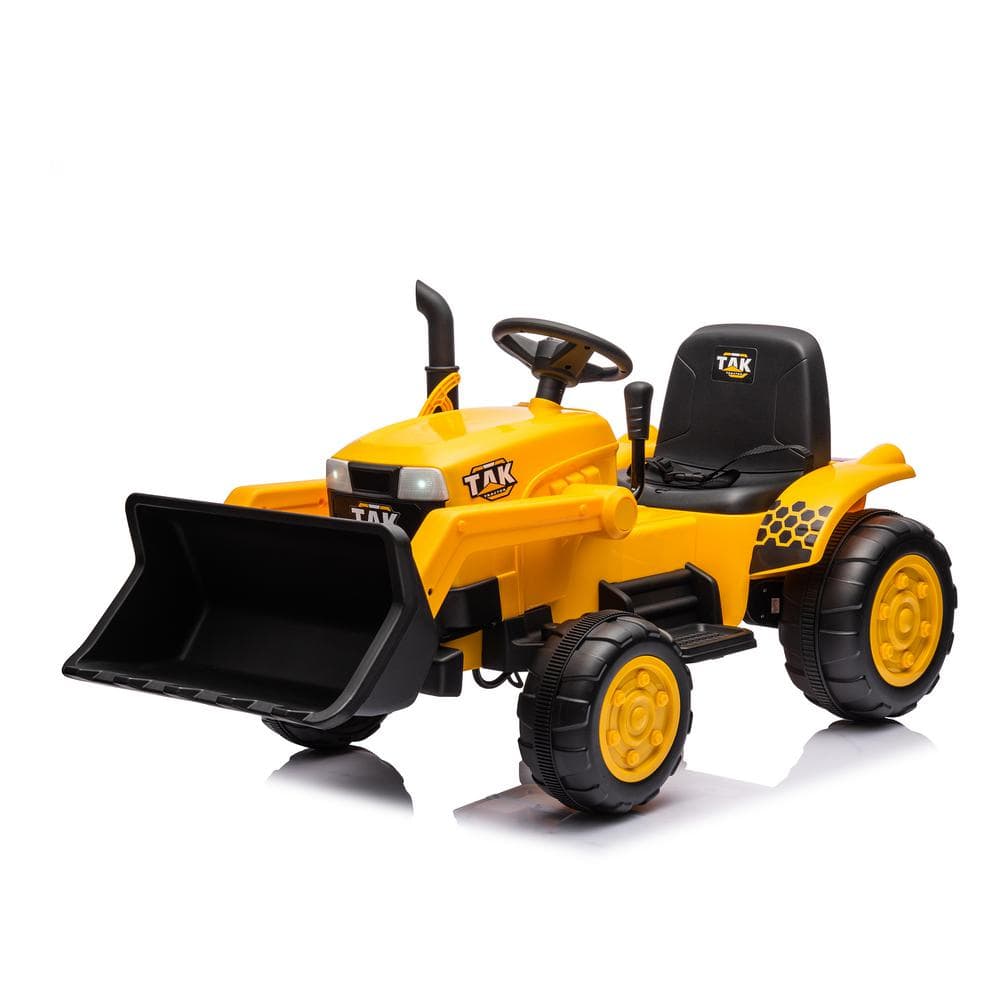 Huluwat Yellow 12V Electric Excavator Battery Powered with Front Loader ...