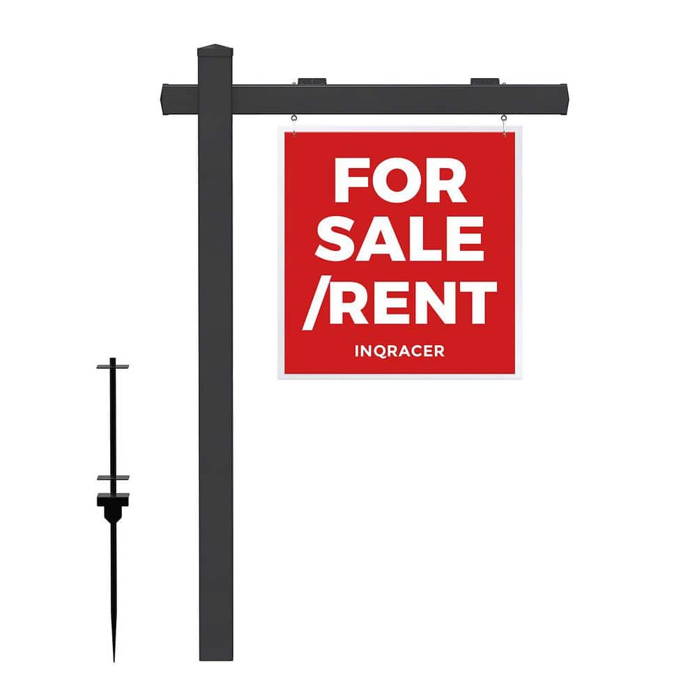 Upland Vinyl PVC Black Real Estate Sign Post with Flat Cap 6 ft ...