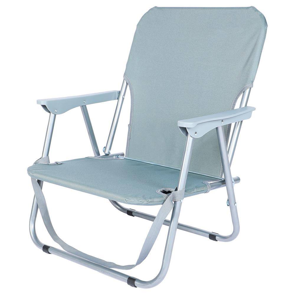 Zeus & Ruta Grey Steel Oxford Fabric Folding Outdoor Beach Chair ...